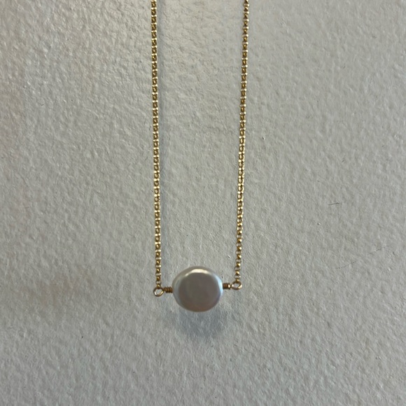 Jewelry | Gold Filled White Flat Pearl Necklace | Poshmark